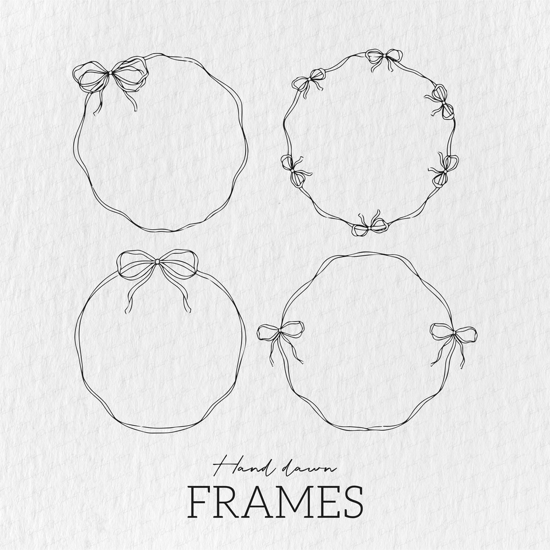 Wavy Ribbon Frame SVG Bundle,bows, Frame SVG, Frame Svg Png,hand Drawn ...