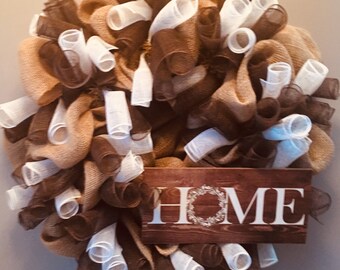 Burlap Home Sweet Home Wreath - Etsy