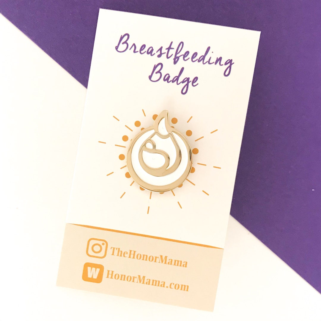 Breastfeeding Gold and White Enamel Pin - Etsy