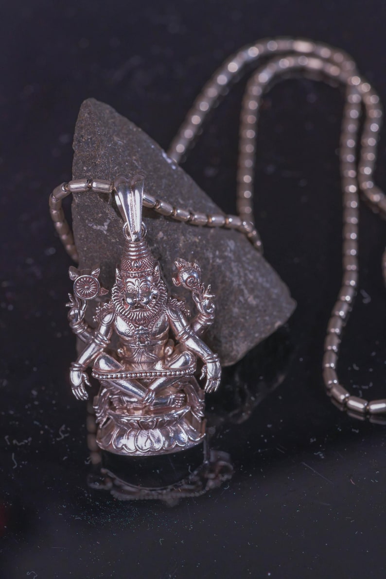 925 Silver Narasimha Pendant With a 20-inch Chain. Invoke Divine ...