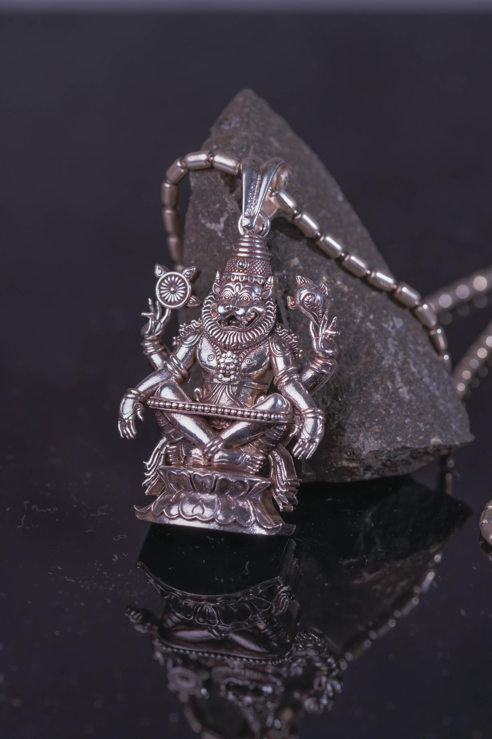 925 Silver Narasimha Pendant With a 20-inch Chain. Invoke Divine ...