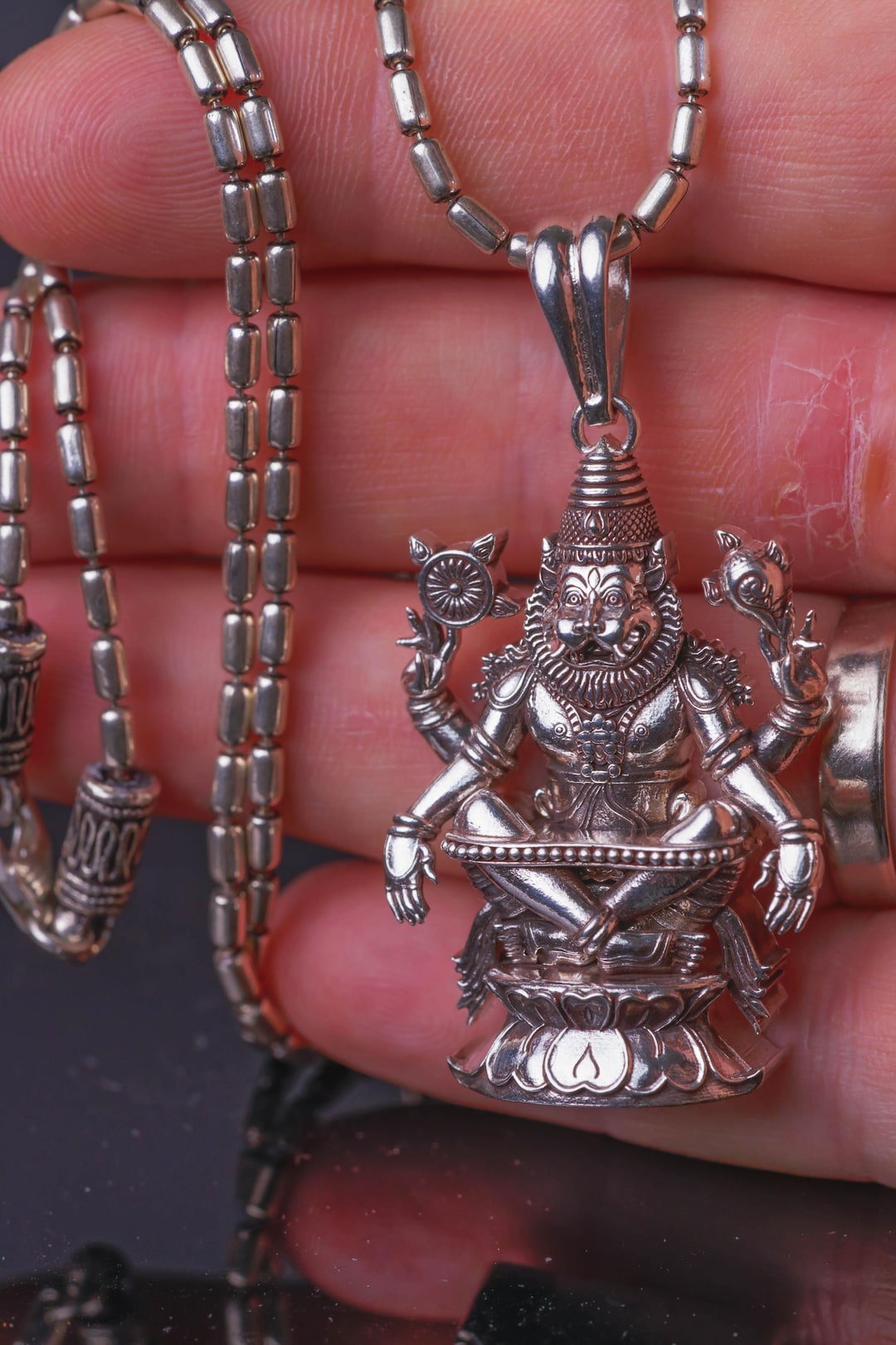 925 Silver Narasimha Pendant With a 20-inch Chain. Invoke Divine ...