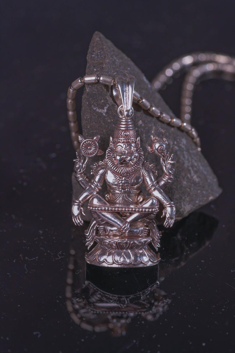 925 Silver Narasimha Pendant With a 20-inch Chain. Invoke Divine ...
