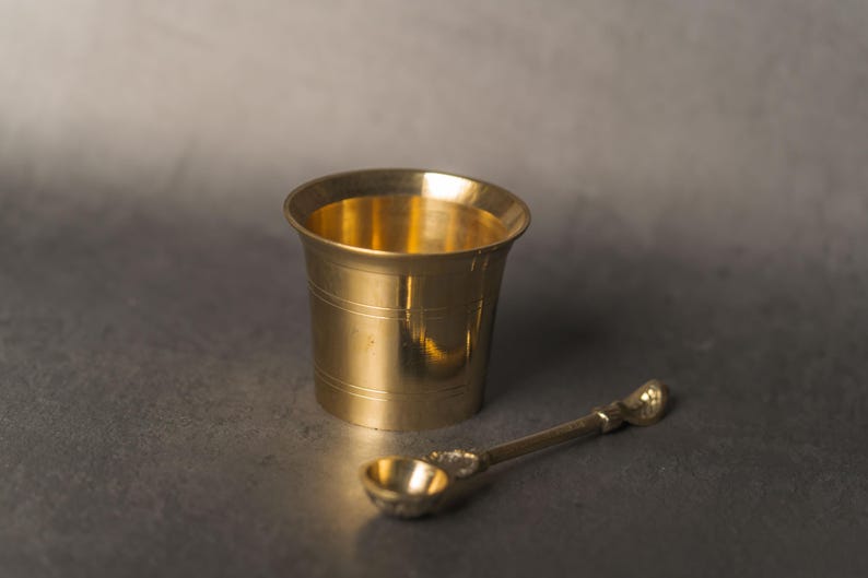 Brass Achaman Set With a Small Spoon is a Traditional and Often Ornate ...