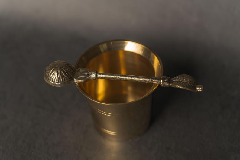 Brass Achaman Set With a Small Spoon is a Traditional and Often Ornate ...