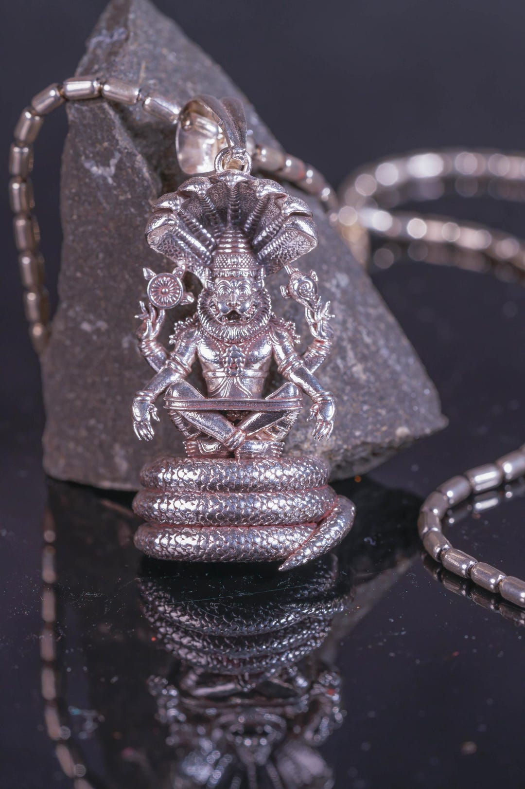 925 Silver Narasimha Pendant With a 20-inch Chain. Invoke Divine ...