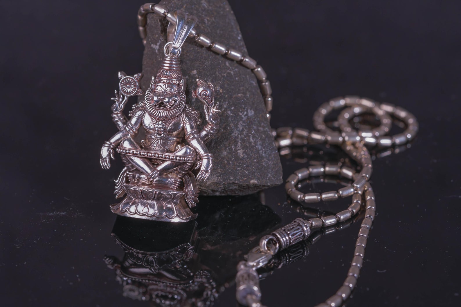 925 Silver Narasimha Pendant With a 20-inch Chain. Invoke Divine ...