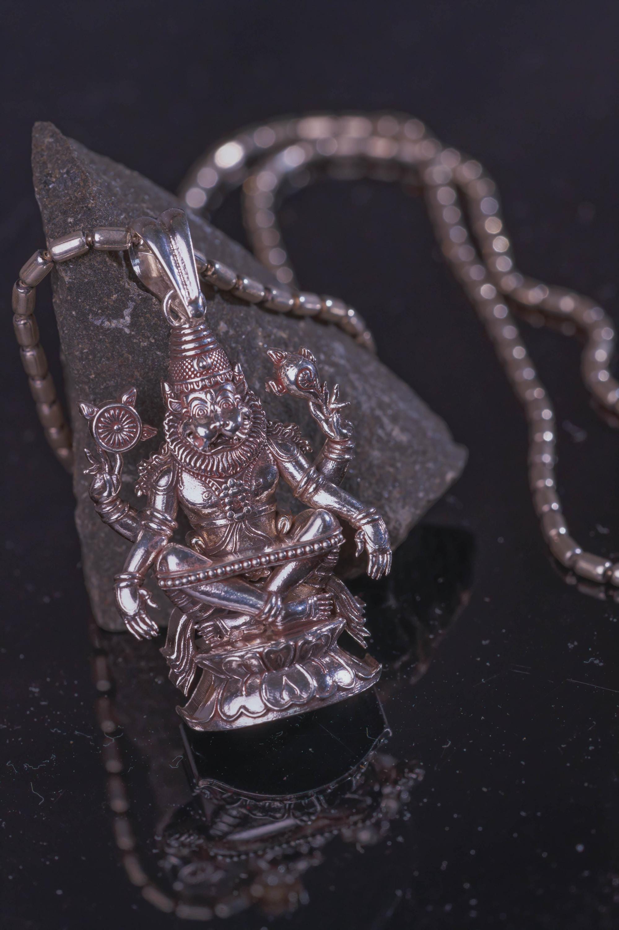 925 Silver Narasimha Pendant With a 20-inch Chain. Invoke Divine ...