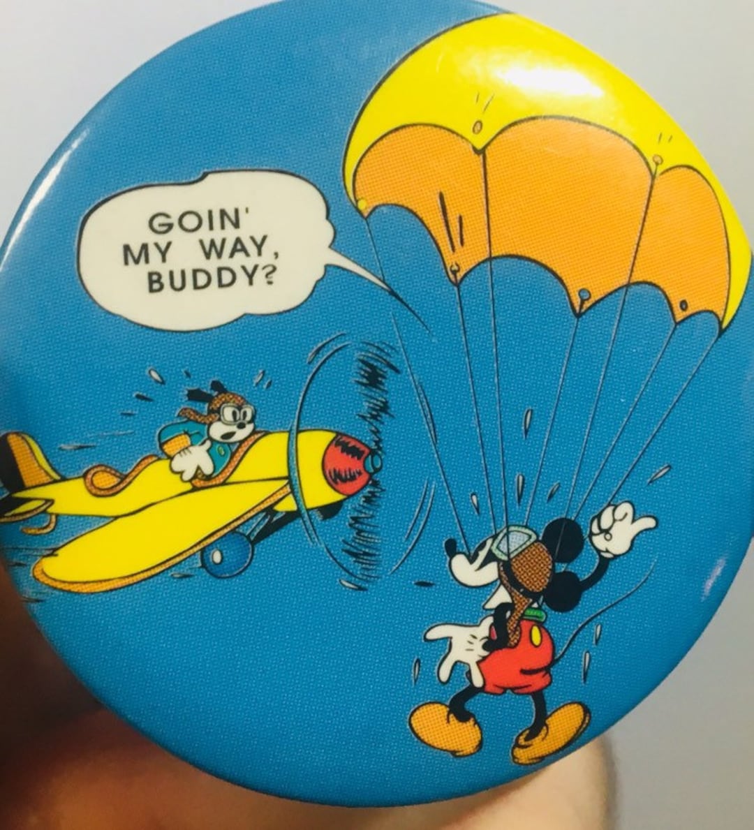 Hitchhiking Airplane Mickey Mouse Mini Button - Etsy