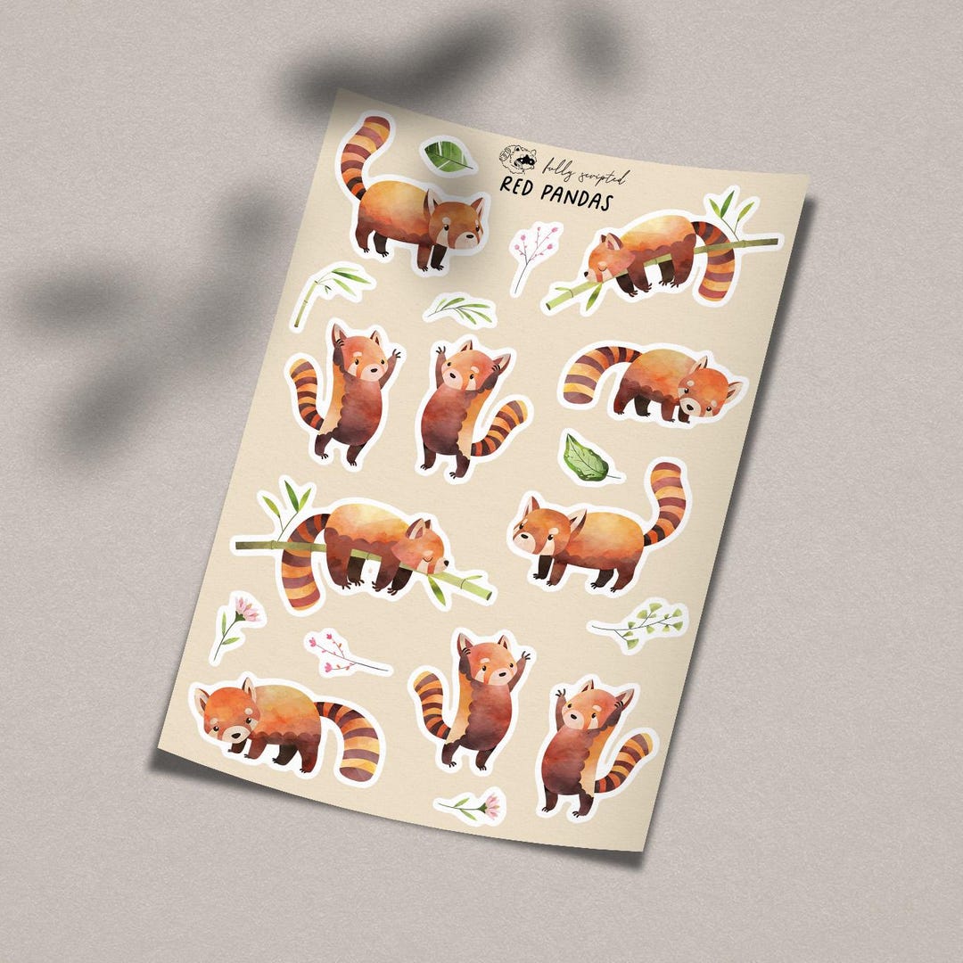 Red Pandas Vinyl Waterproof Laptop Die Cut Sticker Sheet - Etsy