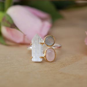 Crystal, Rose Quartz & Labradorite Sterling Silver 925 and Gold Vermeil ...