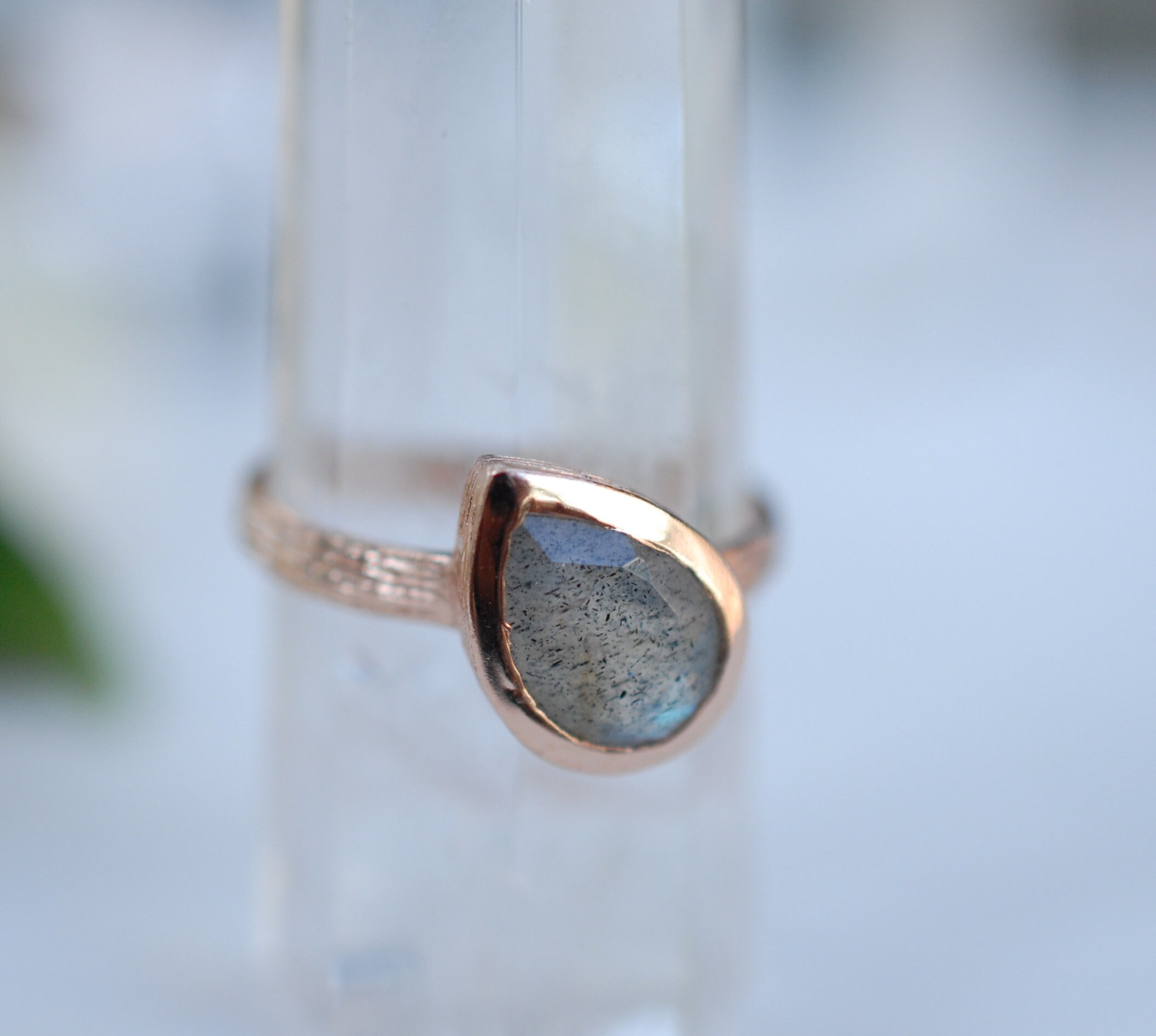 Rainbow Labradorite Rose Gold Ring Boho Organic Handmade - Etsy
