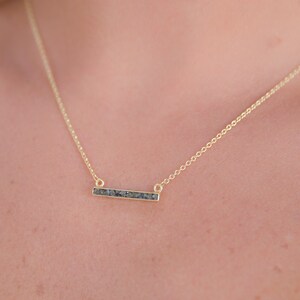 Black Diamond Rough Mosaic Rectangle Bar Necklace Gold - Etsy