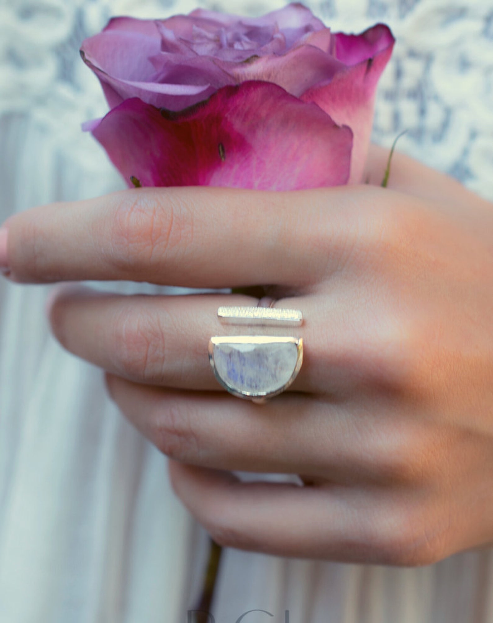 Moonstone Ring Adjustable Sterling Silver Statement - Etsy