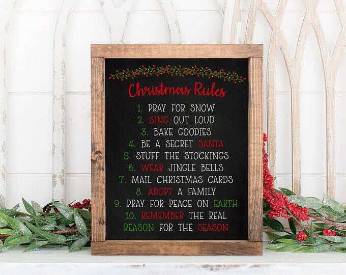Christmas Rules Printable Chalkboard Print, Farmhouse Christmas ...