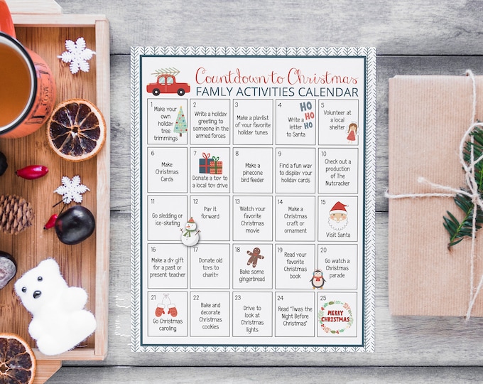 Editable Christmas Activities Calendar for Families Printable, Kids ...