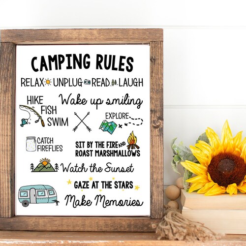 Camp Rules Sign Camping Rules Printable Camping Decor Tent - Etsy