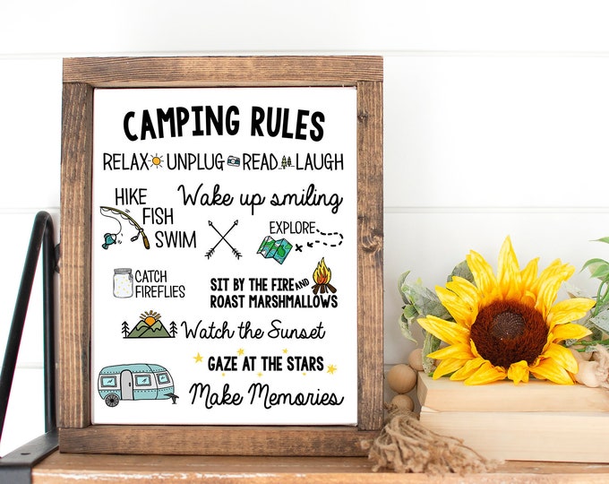 Camp Rules Sign, Camping Rules, Printable Camping Decor, RV Decor ...