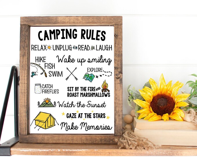Camp Rules Sign, Camping Rules, Printable Camping Decor, Tent Camping ...