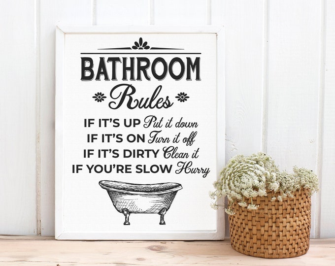 Bathroom Sign, Bathroom Printable, Bathroom Art, Bathroom Rules ...