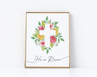 He is Risen Easter Printable Wall Art Bible Verse - Etsy