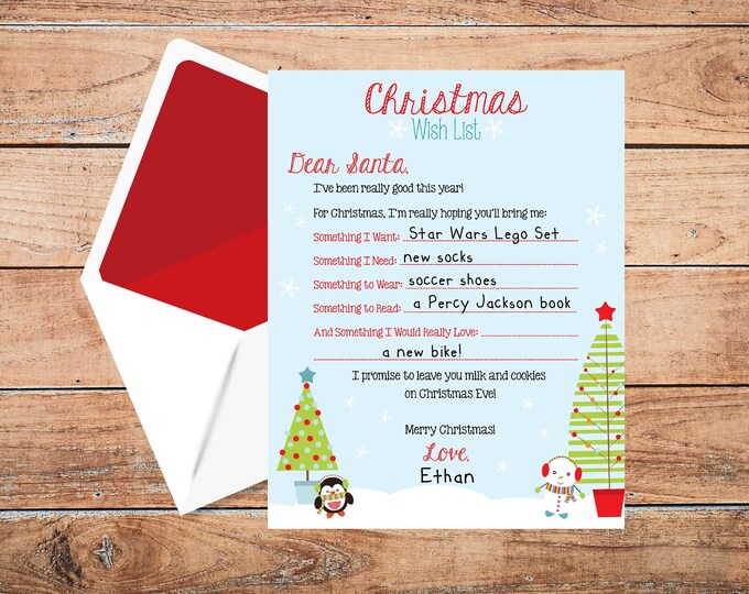 Printable Christmas Wish List, Dear Santa Letter, Letter to Santa ...