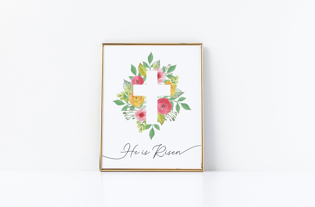 He is Risen, Easter Printable, Matthew 28:6, Bible Verse Art, Christian ...