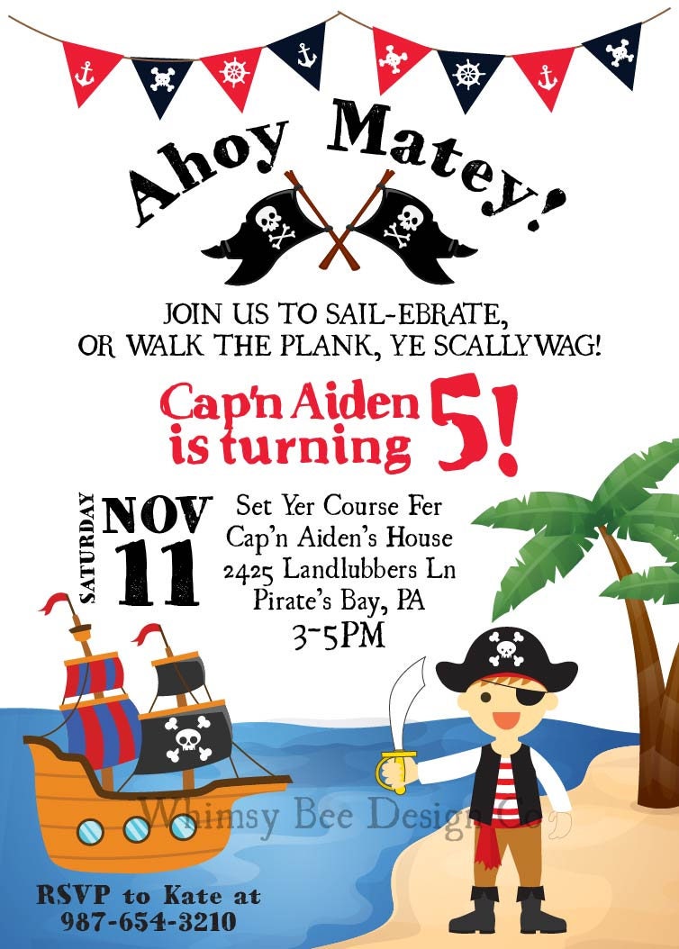 Printable Pirate Invitation Personalized Invite With Photo - Etsy