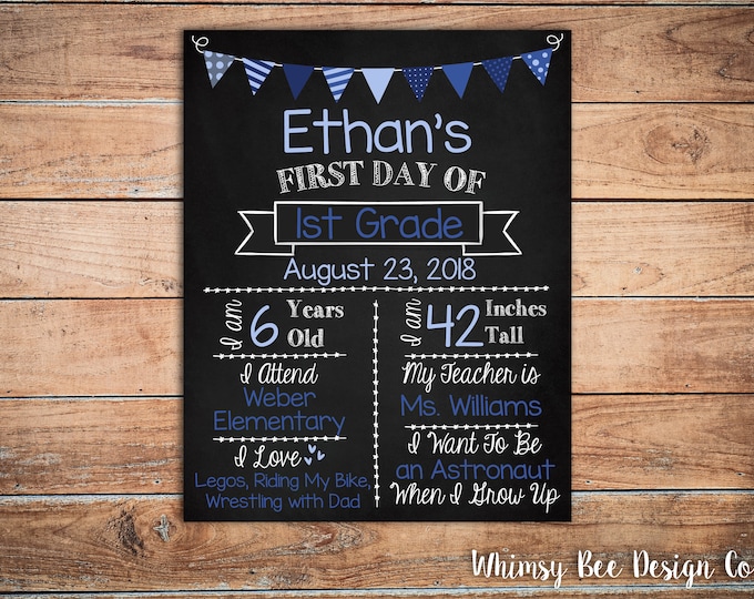 First Day of School Reusable Chalkboard Printable Sign Back to School ...
