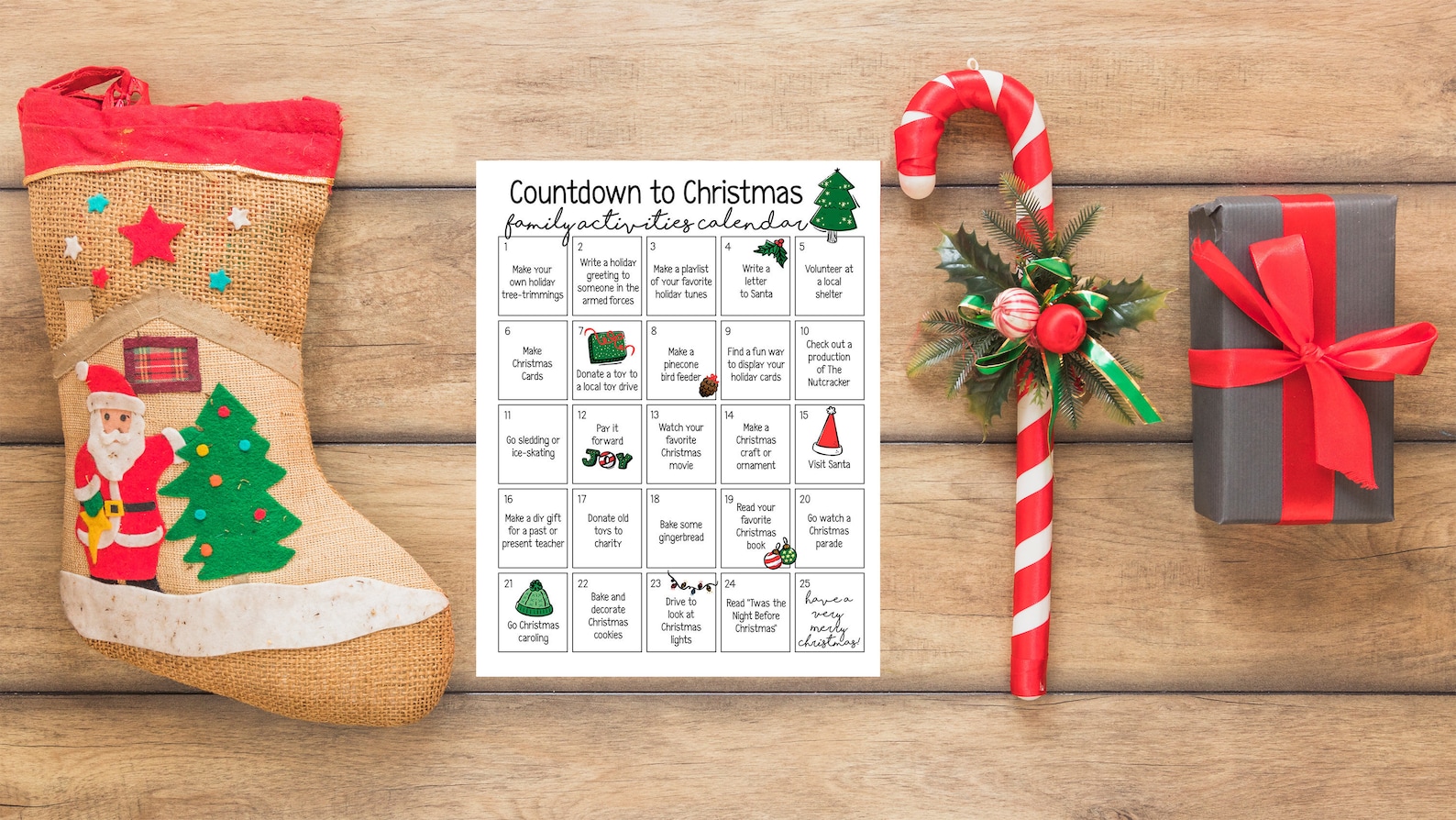 Christmas Activities Calendar for Families Printable, Kids Advent ...