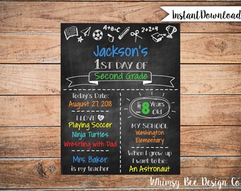 First Day of School Reusable Chalkboard Printable Sign Back to School ...