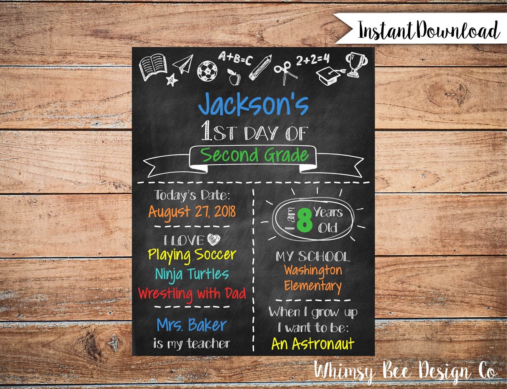 First Day of School Reusable Chalkboard Printable Sign Back to School ...