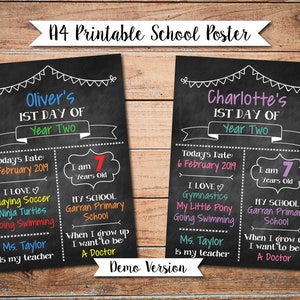 First Day of School Reusable Chalkboard Printable Poster, A4 Size, Back ...