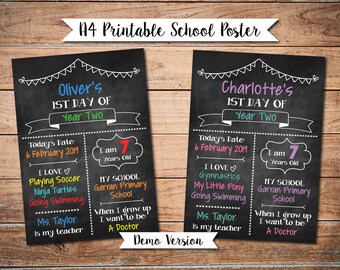 First Day of School Reusable Chalkboard Printable Sign Back to School ...