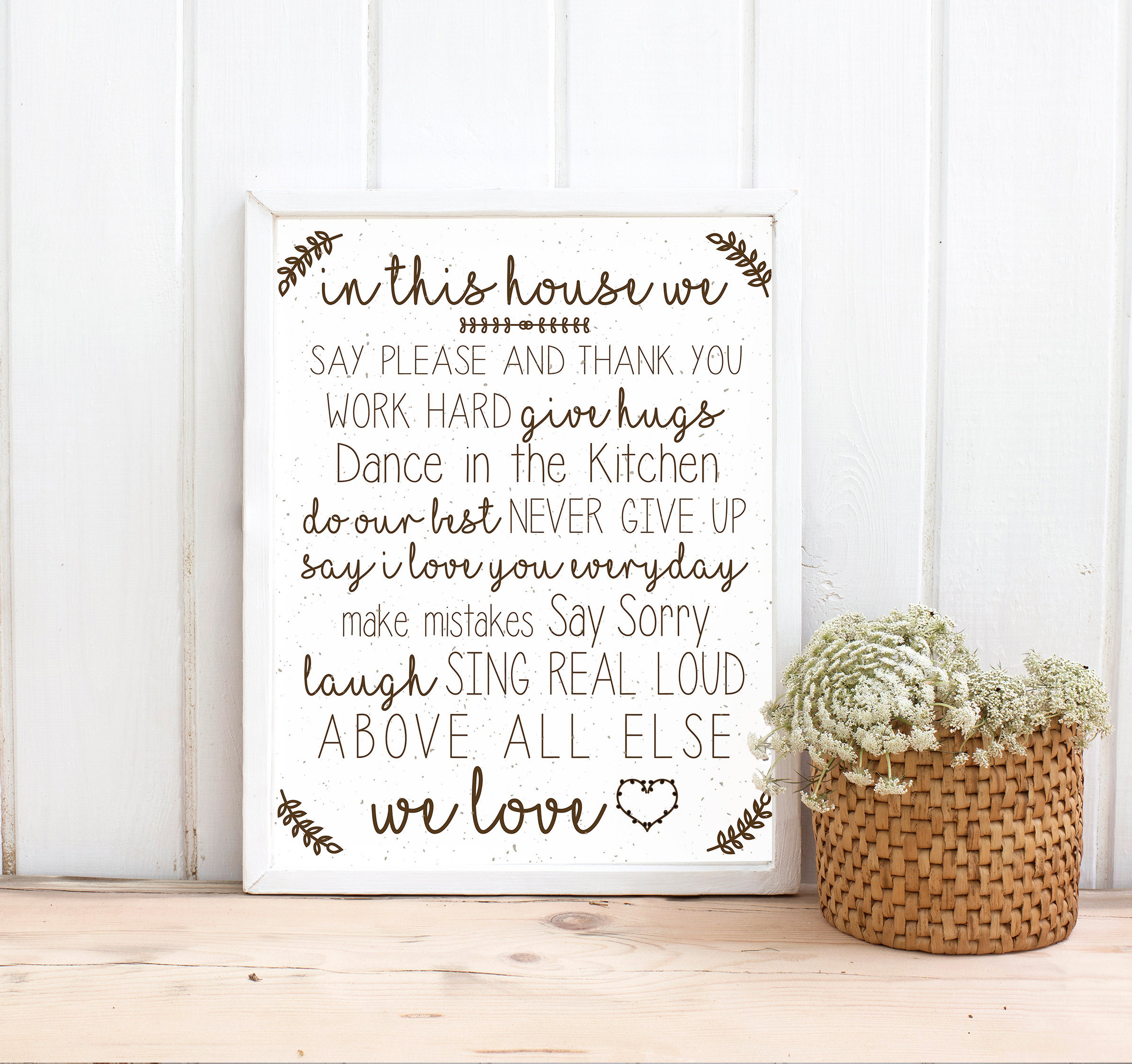 In This House Print Family Rules Printable Entryway Print | Etsy