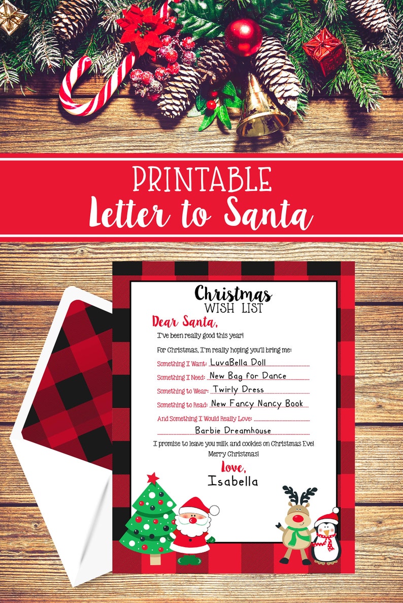 Printable Christmas Wish List, Dear Santa Letter, Letter to Santa ...