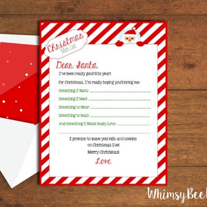 Printable Christmas Wish List, Dear Santa Letter, Letter to Santa ...