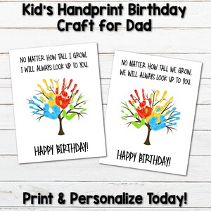Dad's Birthday Handprint Gift, No Matter How Tall I Grow, Father's ...