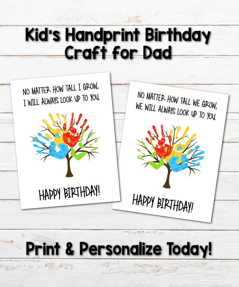 Dad's Birthday Handprint Gift No Matter How Tall I Grow - Etsy