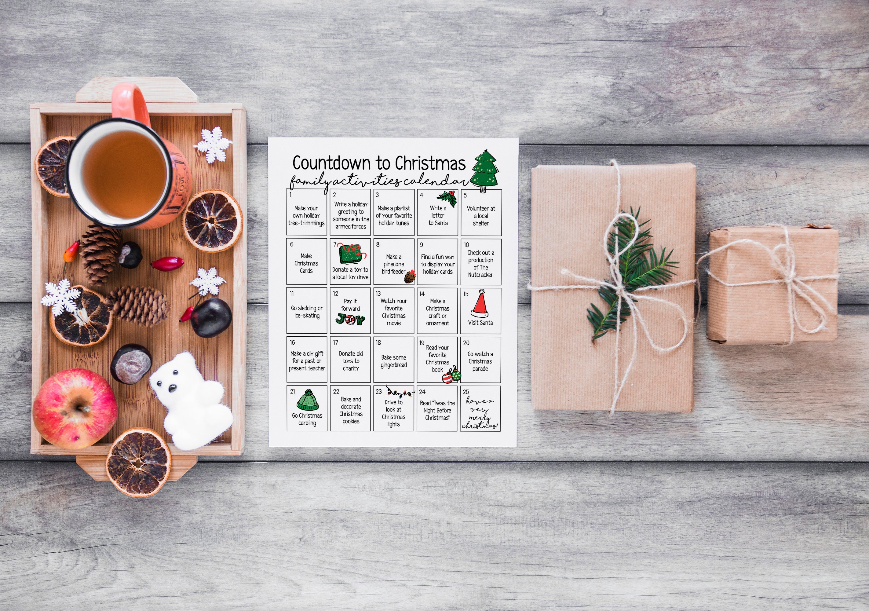 Christmas Activities Calendar for Families Printable, Kids Advent ...