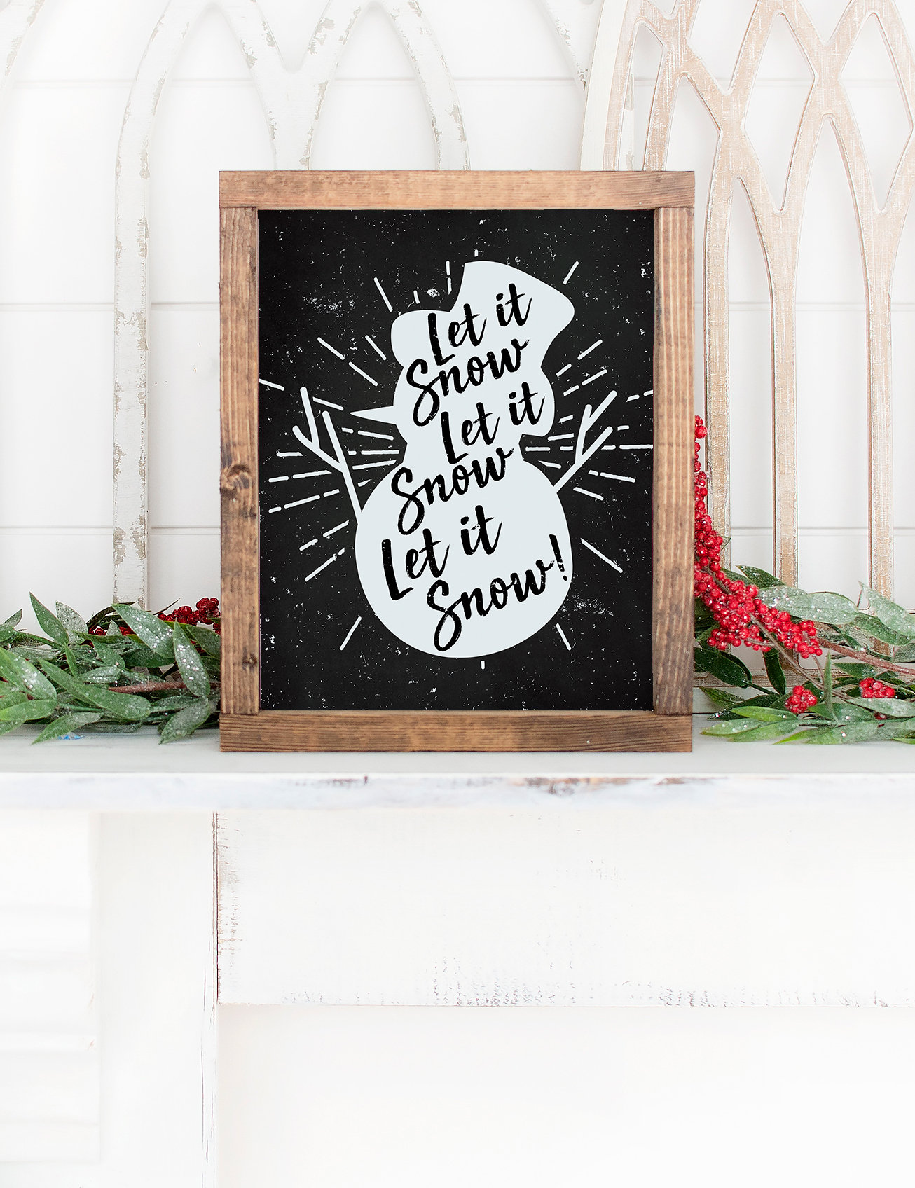 Let It Snow Sign Printable Snowman Art Rustic Christmas - Etsy