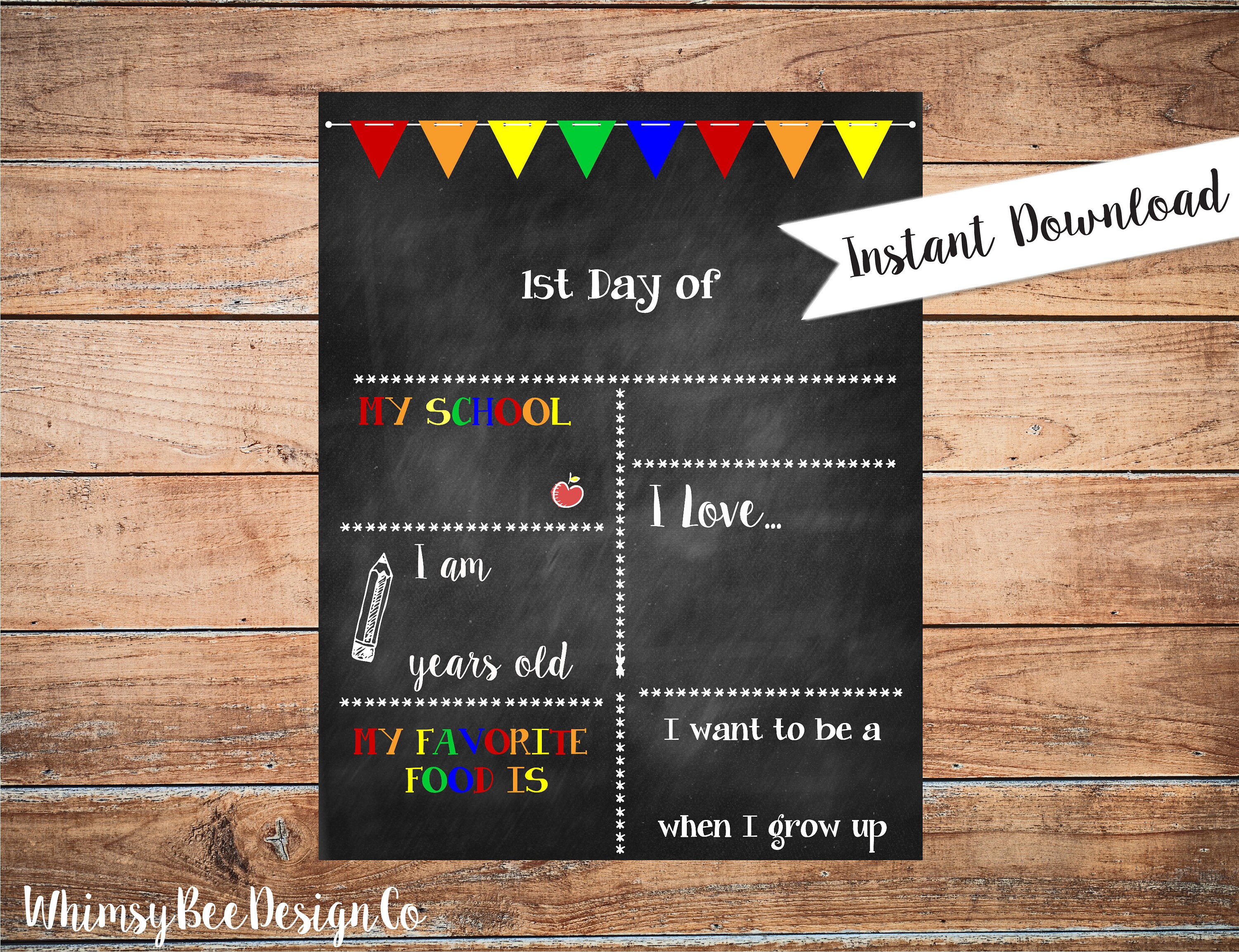 First Day of School Reusable Chalkboard Printable Sign for Boys Back to ...