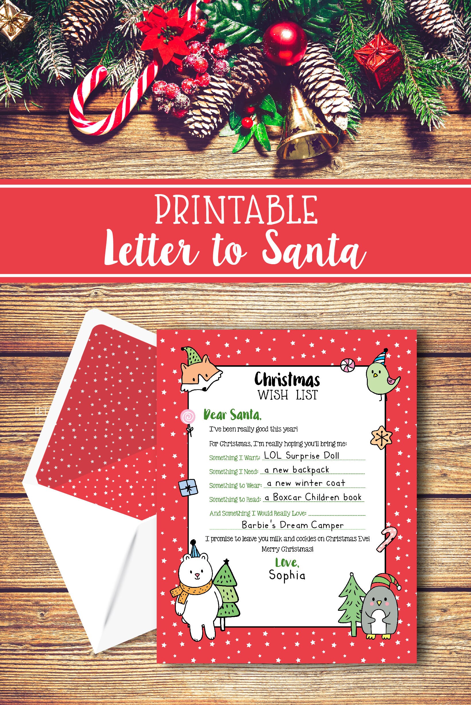 Letter to Santa Printable, Christmas Wish List, Dear Santa Letter ...