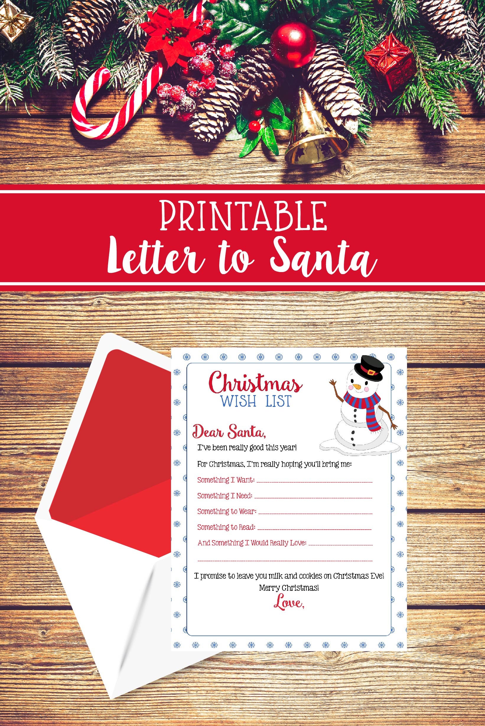 Printable Christmas Wish List, Dear Santa Letter, Letter to Santa ...