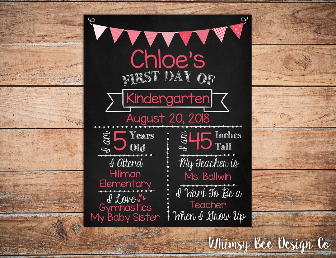 First Day of School Reusable Chalkboard Printable Sign for Girls Back ...
