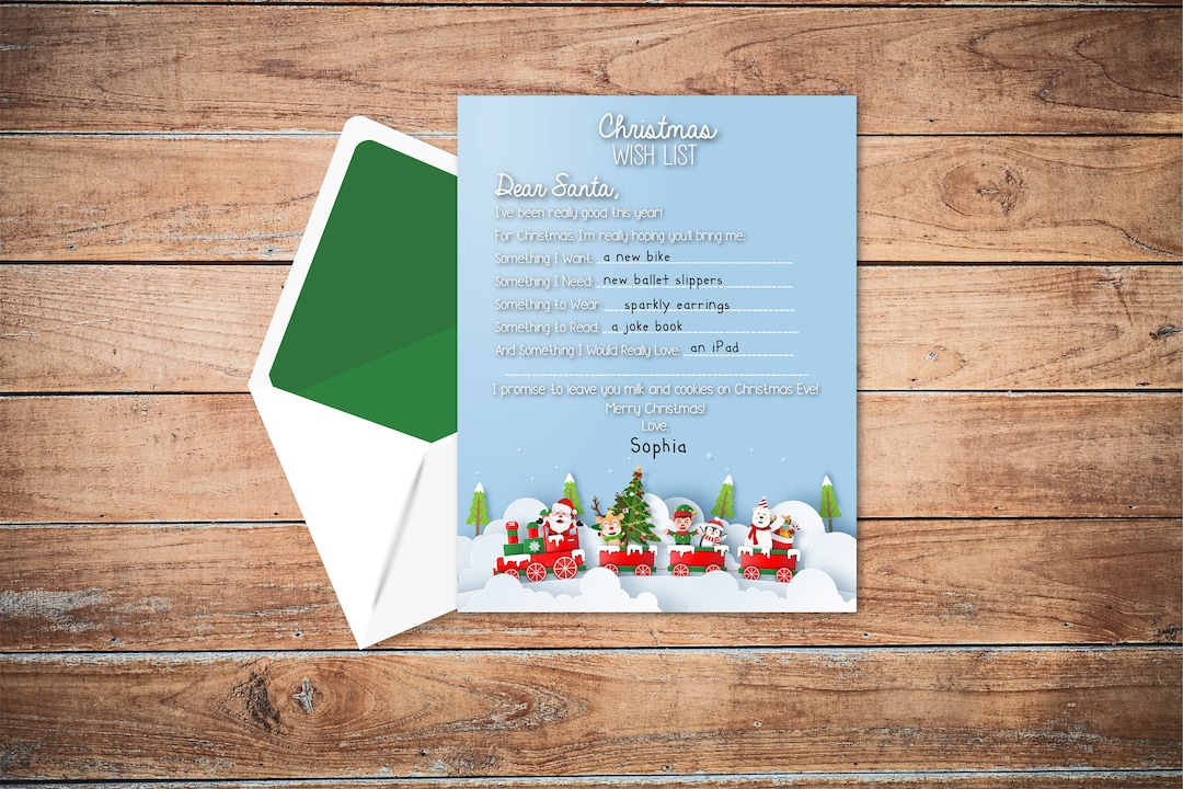Printable Christmas Wish List, Dear Santa Letter, Letter to Santa ...
