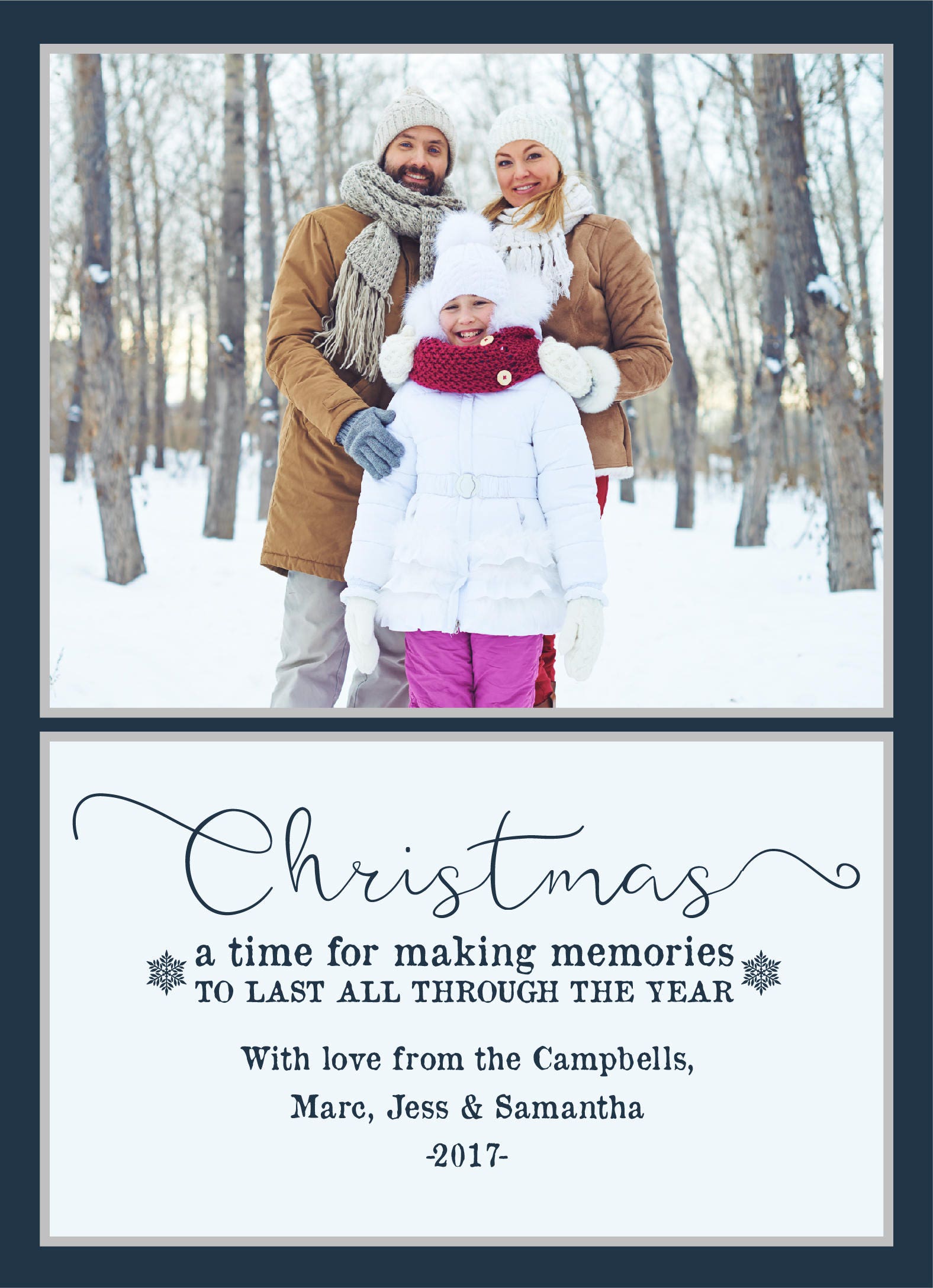 Printable Christmas Card With Photo, Custom Holiday Card, Family Photo ...