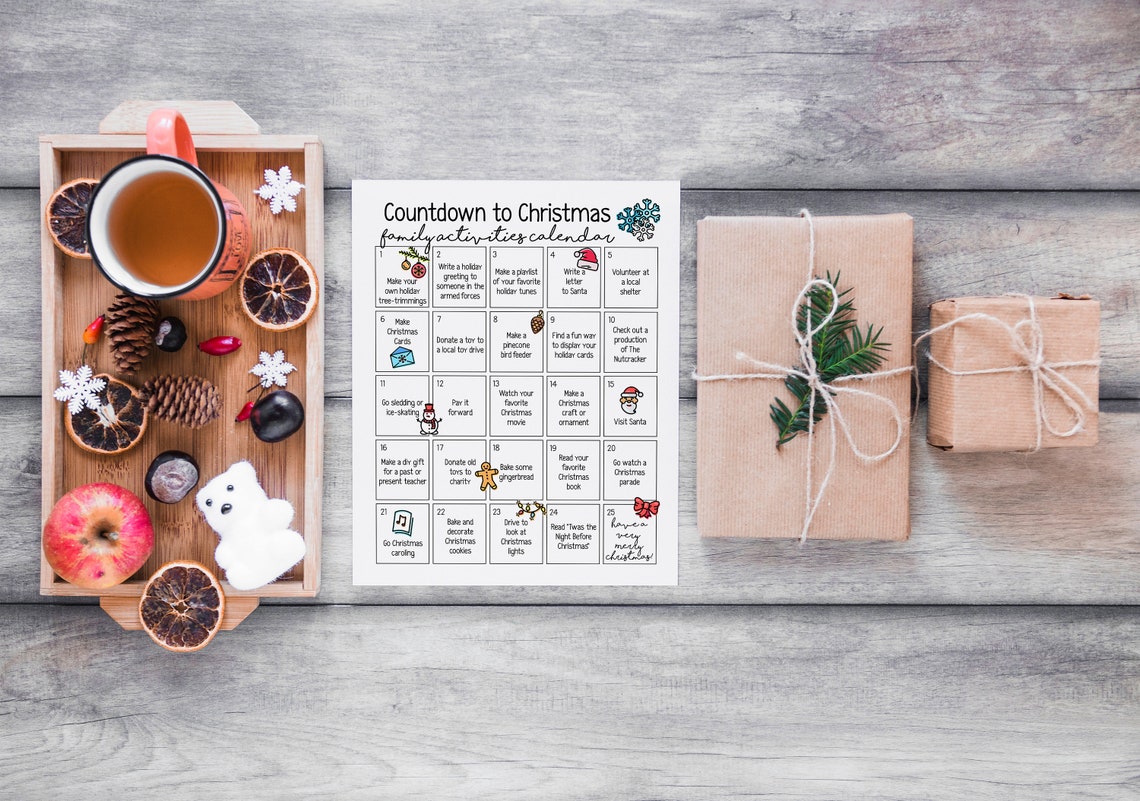 Christmas Activities Calendar for Families Printable, Kids Advent ...