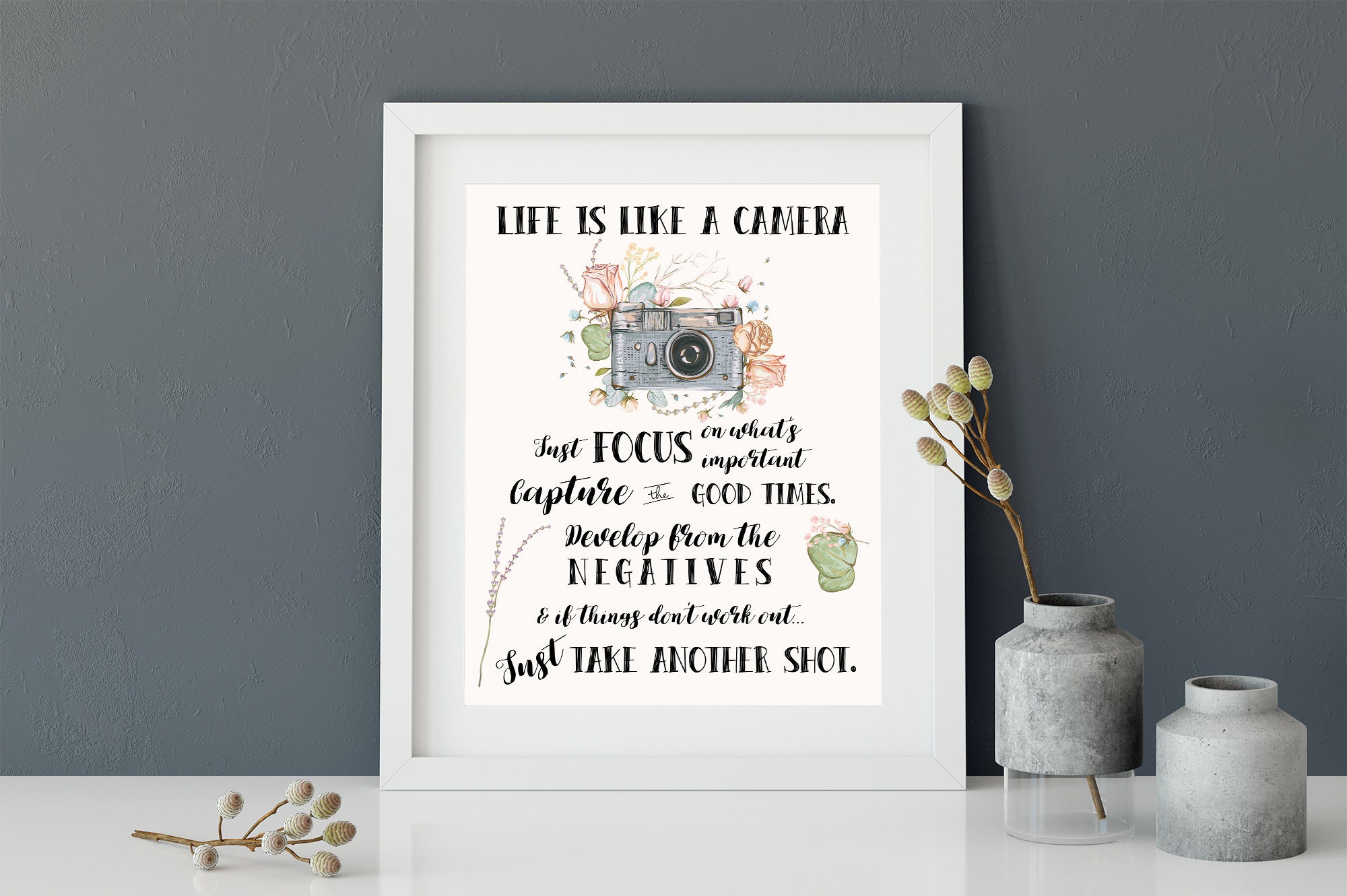 Life is Like a Camera Quote Camera Gift for Photographer DIGITAL FILE ...