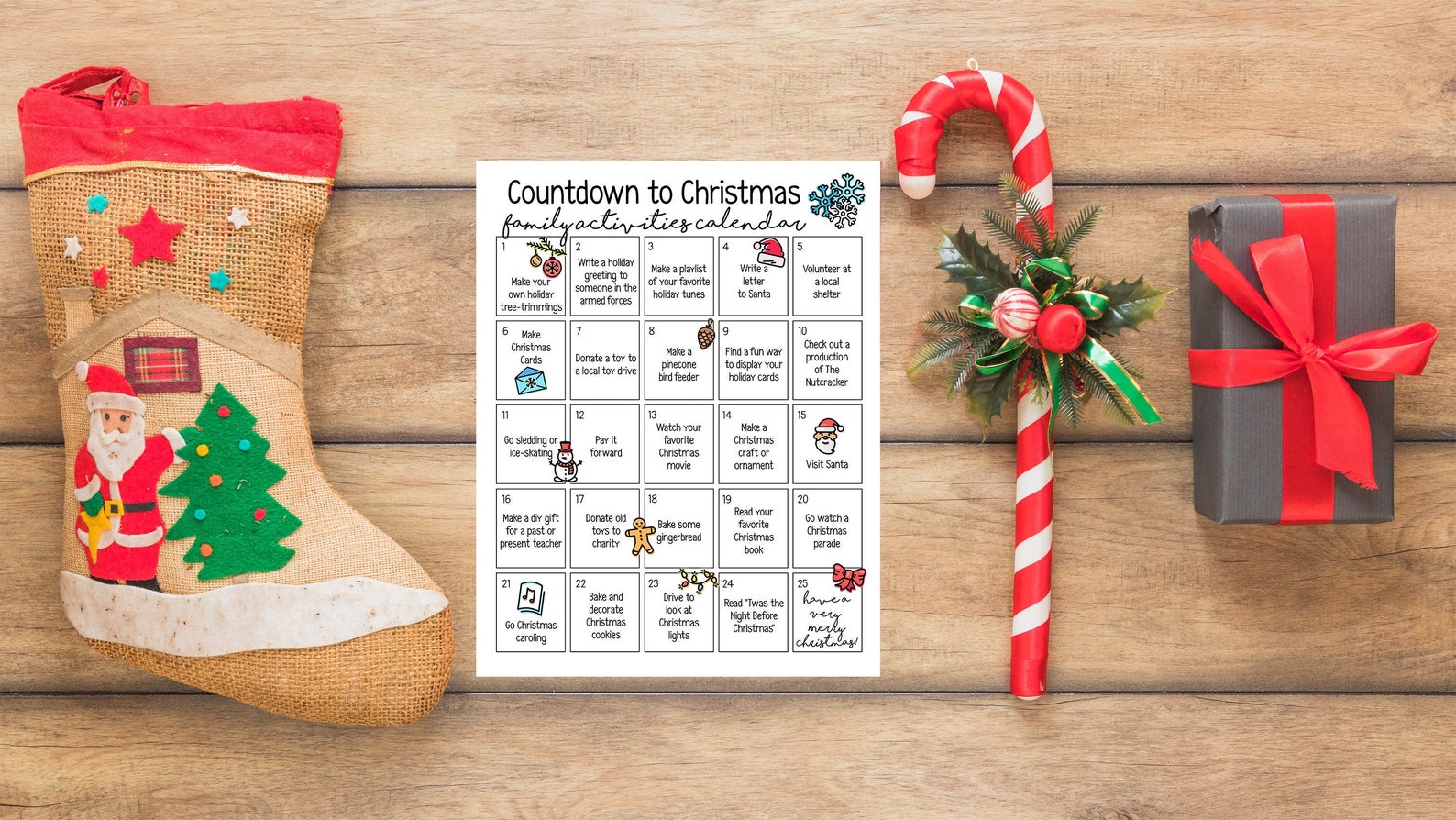 Christmas Activities Calendar for Families Printable, Kids Advent ...